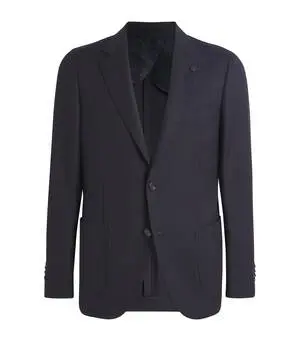 LARDINI Virgin Wool Blazer - Navy
