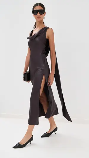 Acne Studios Silk Satin Tunic Midi Dress