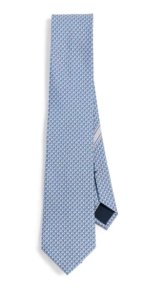 FERRAGAMO Printed Silk Twill Necktie F. Azzurro