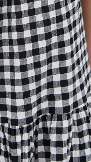 LE BOP Gingham Seersucker Midi Dress - Black & White Gingham