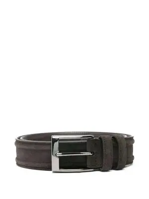 Canali Square-buckle Leather Belt - Brown