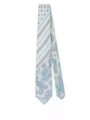 Etro Patterned Jacquard Neck Tie Grey
