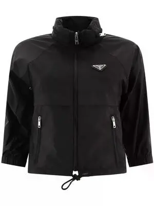 Prada Cropped Re-nylon Rain Jacket With Enameled Triangle Logo