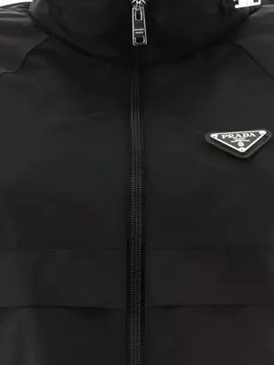 Prada Cropped Re-nylon Rain Jacket With Enameled Triangle Logo