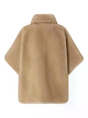 Pinko High-neck Cape Coat With Fur-effect Finish