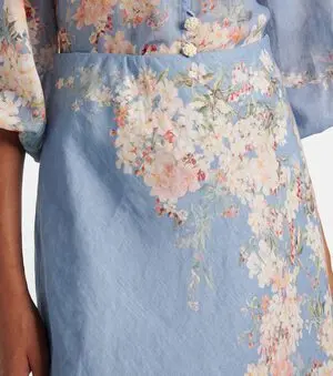 Zimmermann Cascadian Floral Linen Maxi Skirt