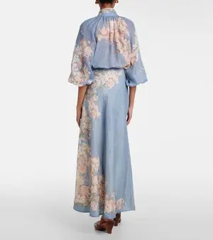 Zimmermann Cascadian Floral Linen Maxi Skirt