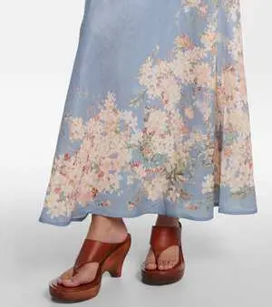 Zimmermann Cascadian Floral Linen Maxi Skirt