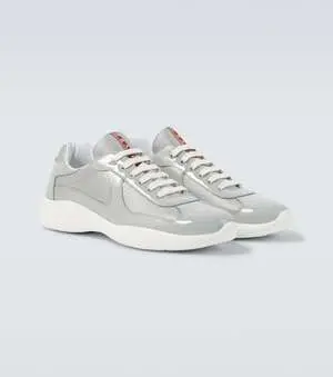 Prada American's Cup Patent Leather Sneakers - Grey