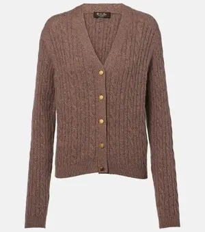 Loro Piana Treccia Cable-knit Cashmere Cardigan - Brown