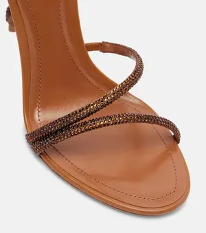 Rene Caovilla Margot Crystal-embellished Satin Sandals - Brown