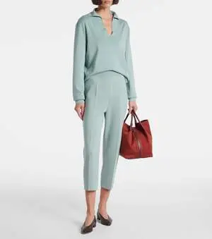Loro Piana Silk And Cotton Polo Sweater - Blue