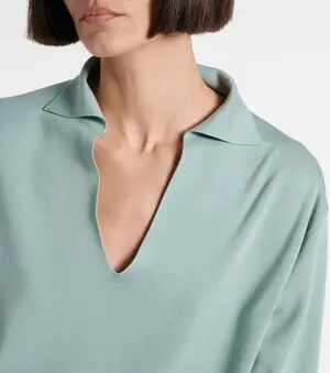 Loro Piana Silk And Cotton Polo Sweater - Blue