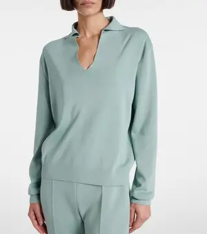 Loro Piana Silk And Cotton Polo Sweater - Blue