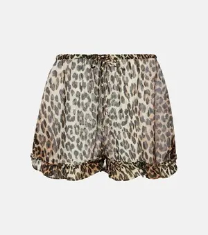 Ganni Animal Print Shorts For Women