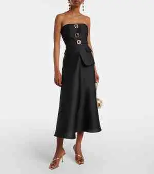 SELF-PORTRAIT Embellished Belted Midi Dress