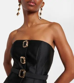 SELF-PORTRAIT Embellished Belted Midi Dress