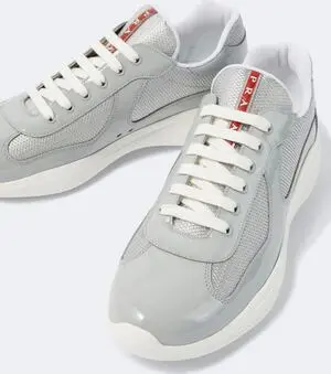 Prada American's Cup Patent Leather Lace-up Sneakers - Grey