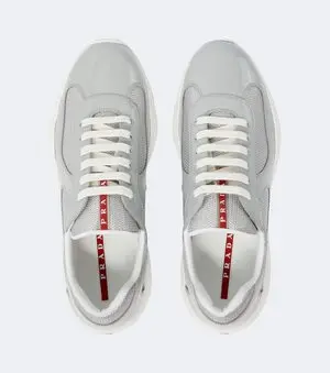 Prada American's Cup Patent Leather Lace-up Sneakers - Grey