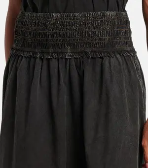 GANNI Smocked Tiered Cotton Maxi Skirt