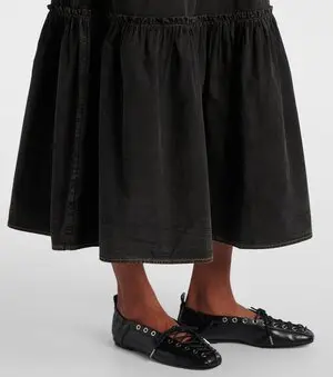 GANNI Smocked Tiered Cotton Maxi Skirt