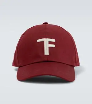 TOM FORD Leather-trimmed Baseball Cap - Burgundy