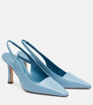 Manolo Blahnik Moirasli Leather Slingback Pumps - Blue