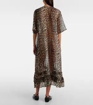 GANNI Leopard-print Sheer Chiffon Midi Dress