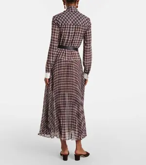 SELF-PORTRAIT Checked Chiffon Midi Dress