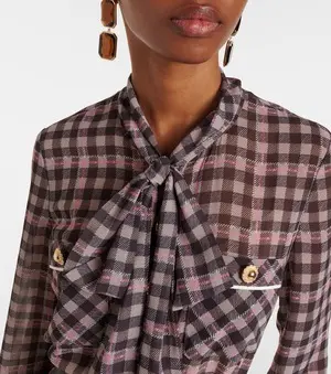 SELF-PORTRAIT Checked Chiffon Midi Dress