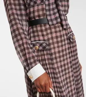 SELF-PORTRAIT Checked Chiffon Midi Dress