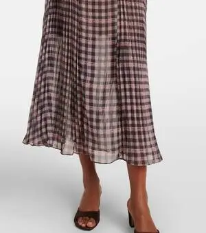 SELF-PORTRAIT Checked Chiffon Midi Dress