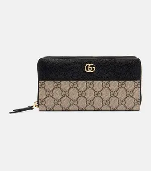 Gucci Gg Marmont Leather-trimmed Wallet - Beige