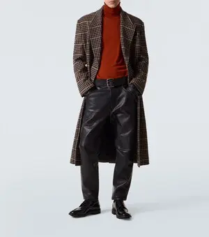 Saint Laurent Belted Leather Straight Pants