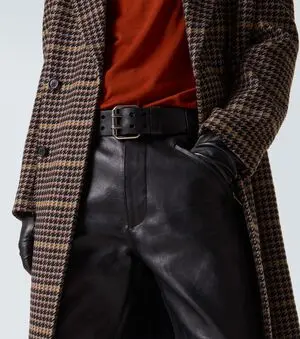 Saint Laurent Belted Leather Straight Pants