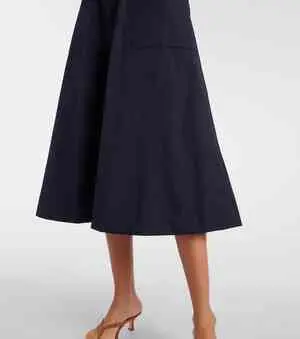 Veronica Beard Belted Cotton-blend Midi Dress - Blue