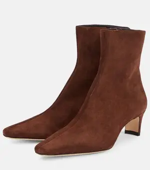 Staud Wally 55 Suede Ankle Boots - Brown