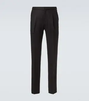 Rubinacci Virgin Wool Flannel Tapered Pants - Black