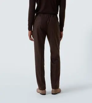 Rubinacci Virgin Wool Flannel Tapered Pants - Brown