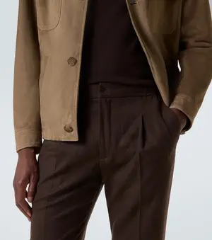 Rubinacci Virgin Wool Flannel Tapered Pants - Brown