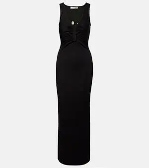 Christopher Esber Crystal Pin Embellished Jersey Maxi Dress