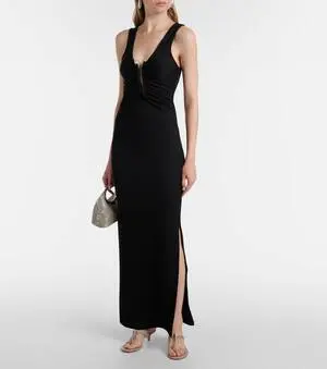 Christopher Esber Crystal Pin Embellished Jersey Maxi Dress