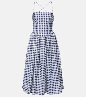 SELF-PORTRAIT Gingham Midi Dress