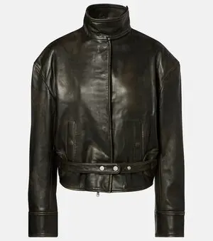 Christopher Esber Burnished Eddie Leather Bomber Jacket - Black