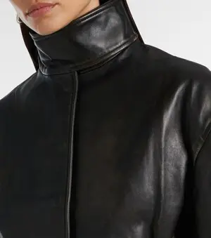 Christopher Esber Burnished Eddie Leather Bomber Jacket - Black