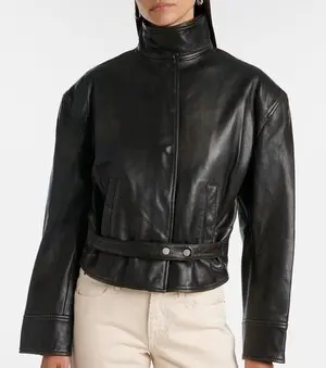 Christopher Esber Burnished Eddie Leather Bomber Jacket - Black