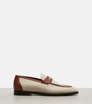 Loro Piana Sergio Leather-trimmed Penny Loafers - Neutrals
