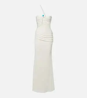Christopher Esber Crystal Pin Cutaway Maxi Dress - White