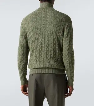 Loro Piana Cable-knit Cashmere Zip-up Sweater - Green