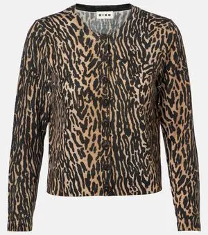 Rixo Peony Leopard-print Wool Cardigan - Multicoloured